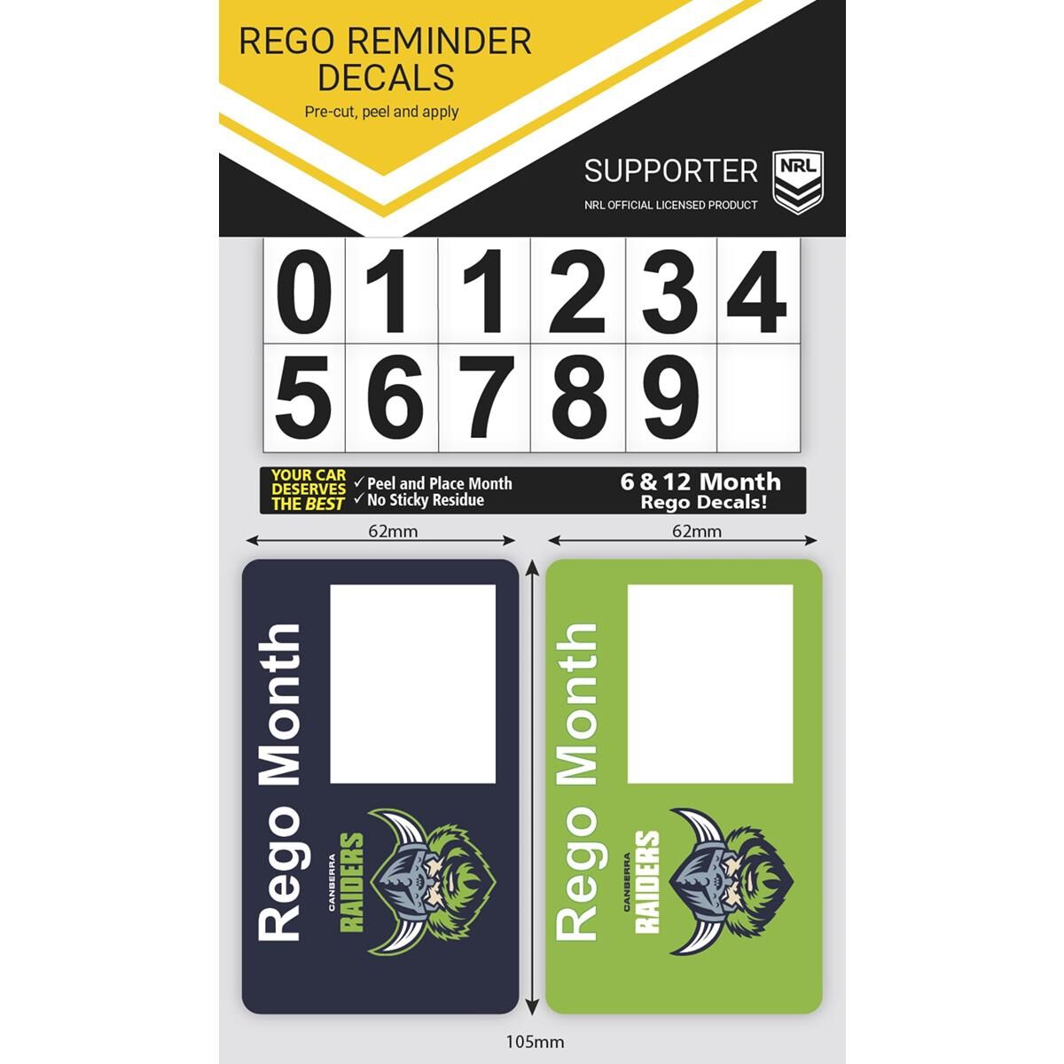 NRL Raiders Rego Reminder Decal - N-RR-RA | Supercheap Auto