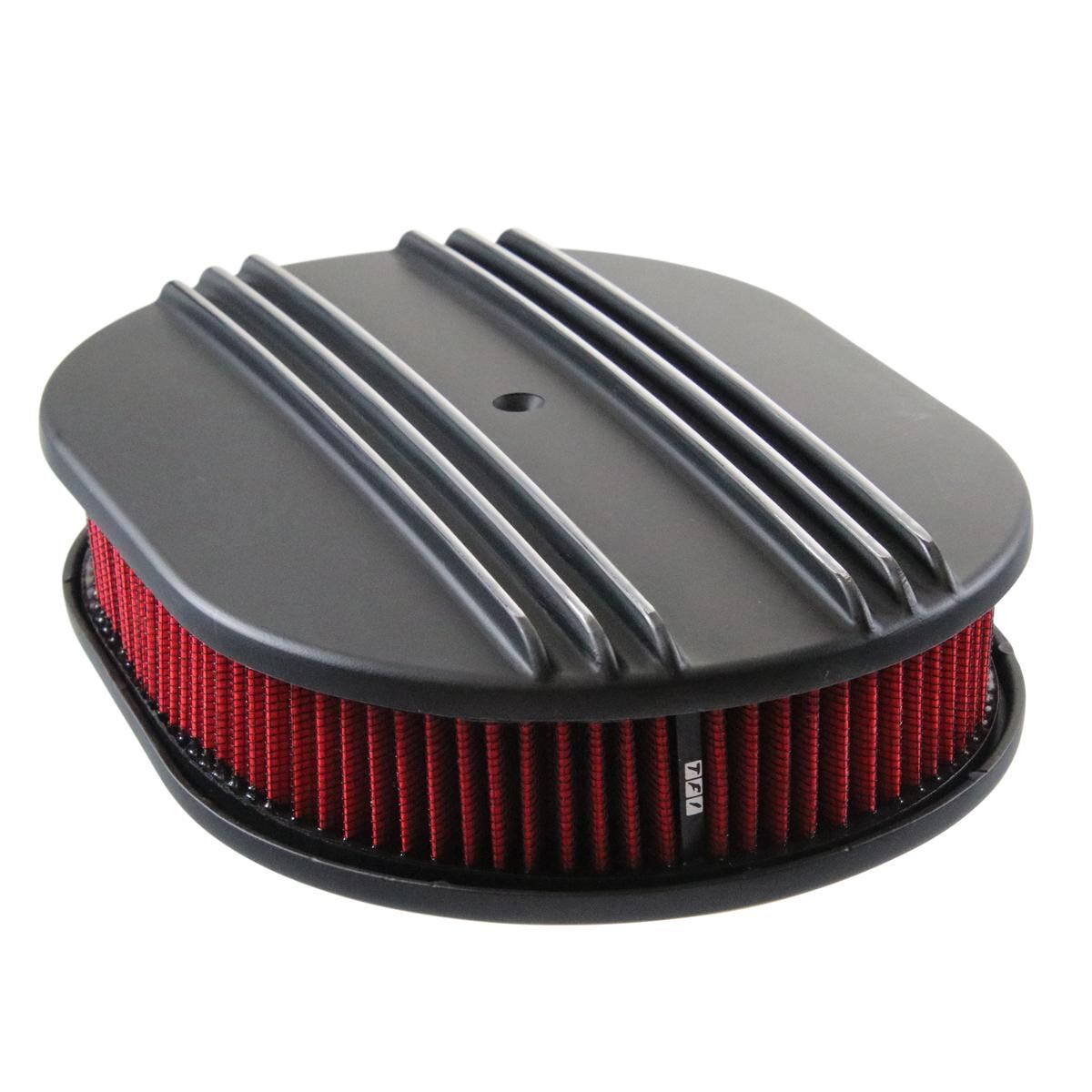 TFI Racing Air Cleaner 12 x 2 Oval Black Dual Centre Finned Red Element ...