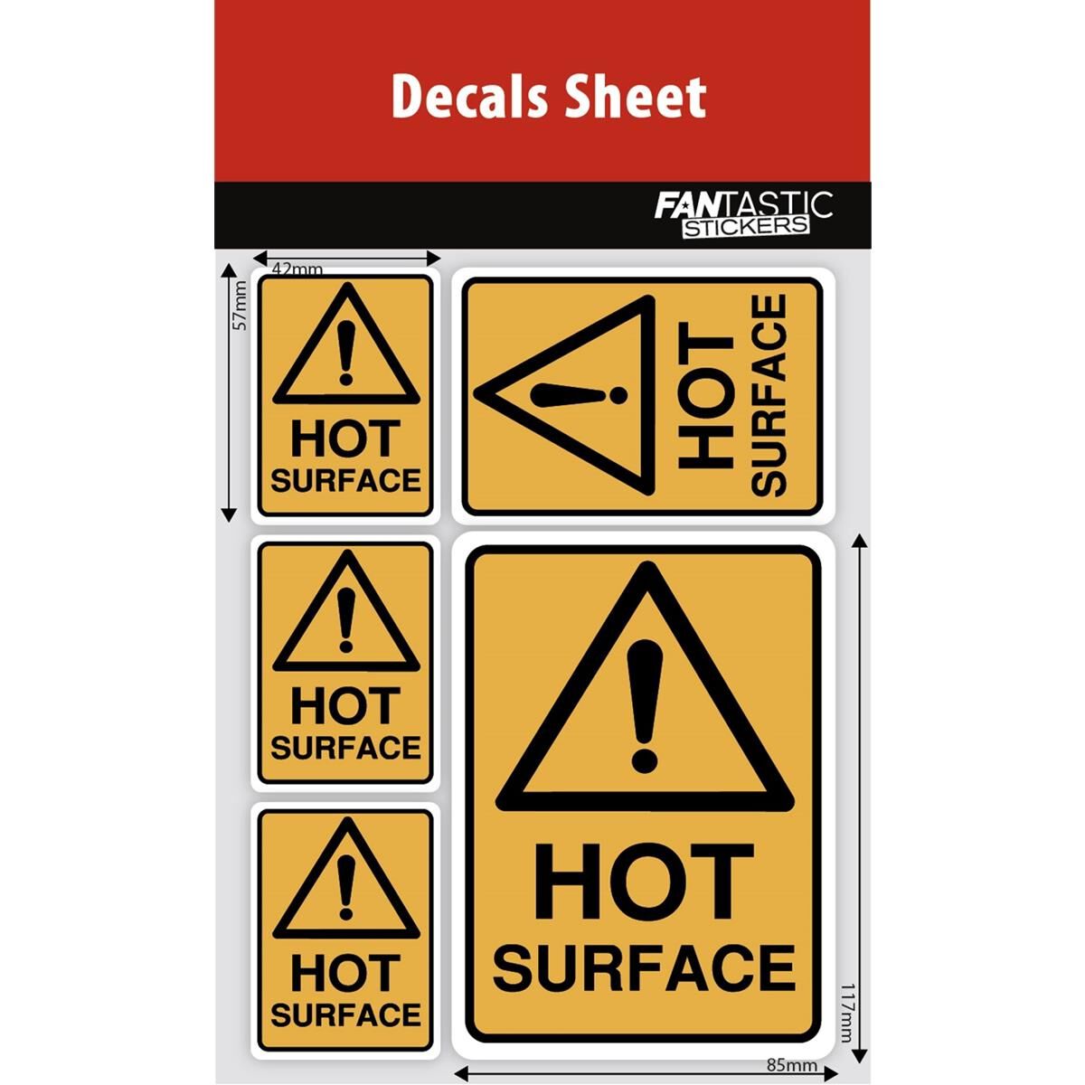Fantastic Stickers Health & Safety Hot Surface Yellow Warning Signs ...