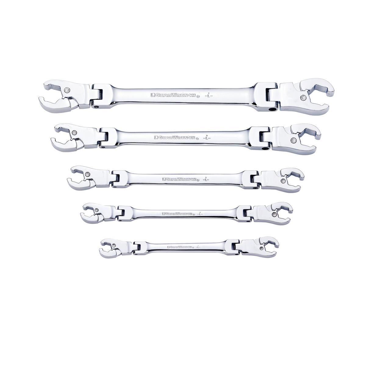 GearWrench 5 Piece Ratcheting Flex Head Flare Nut Imperial Wrench Set ...