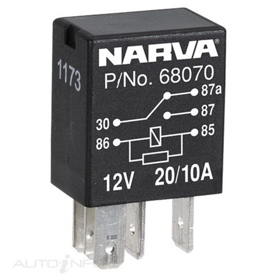 Narva Change Over Micro Relay - 20/10A, 12V | Supercheap Auto