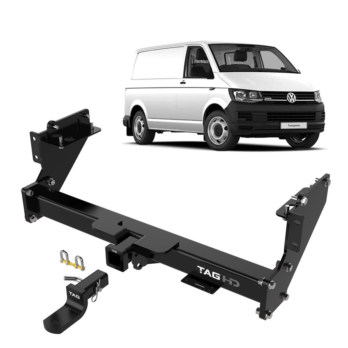 TAG Heavy Duty Towbar to suit VW Transporter T5 & T6 Van 3 Piece Powder ...