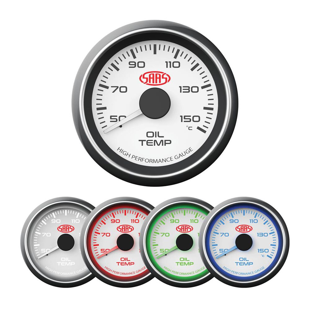SAAS Muscle Series Oil Temperature Gauge - 52MM, White SG-OT52W ...