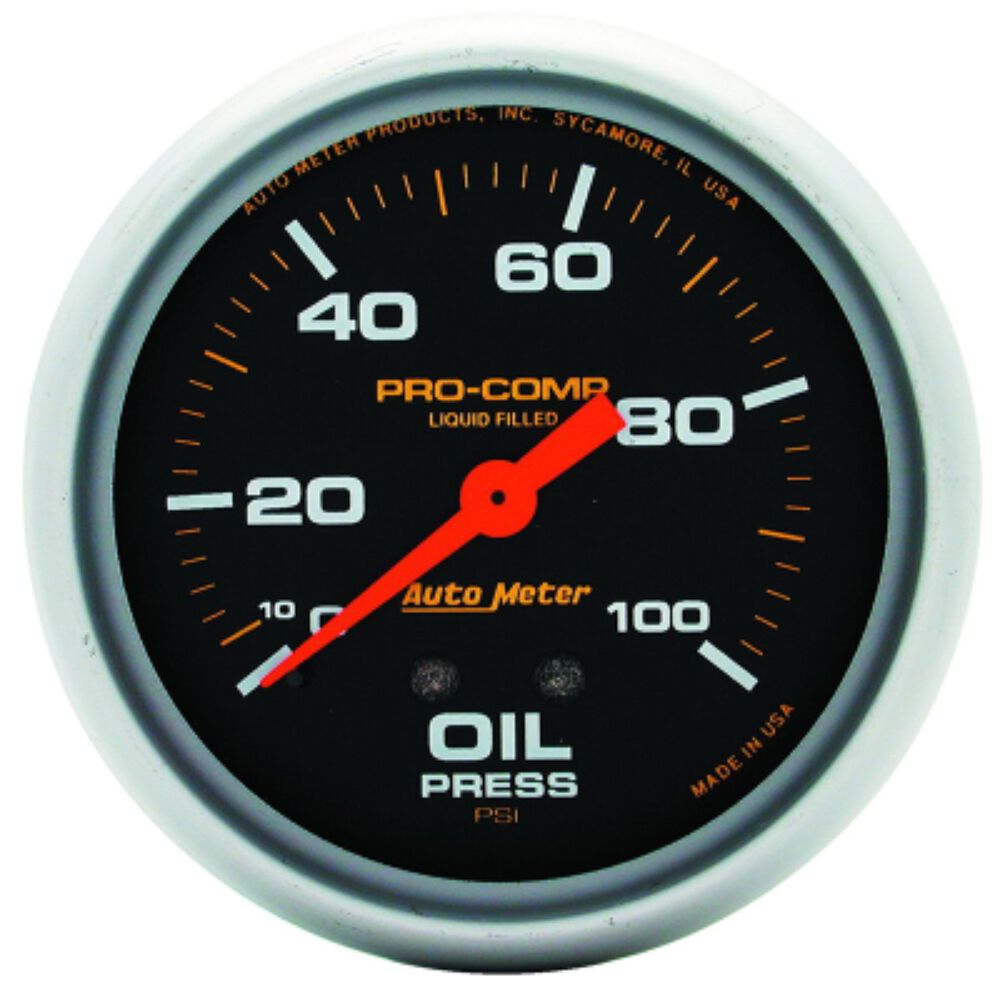 Autometer Pro-Comp Oil Pressure Gauge Liquid Filled Mechanical - 0 - 100 PSI, 2 5/8 Inch, AU5421 ...