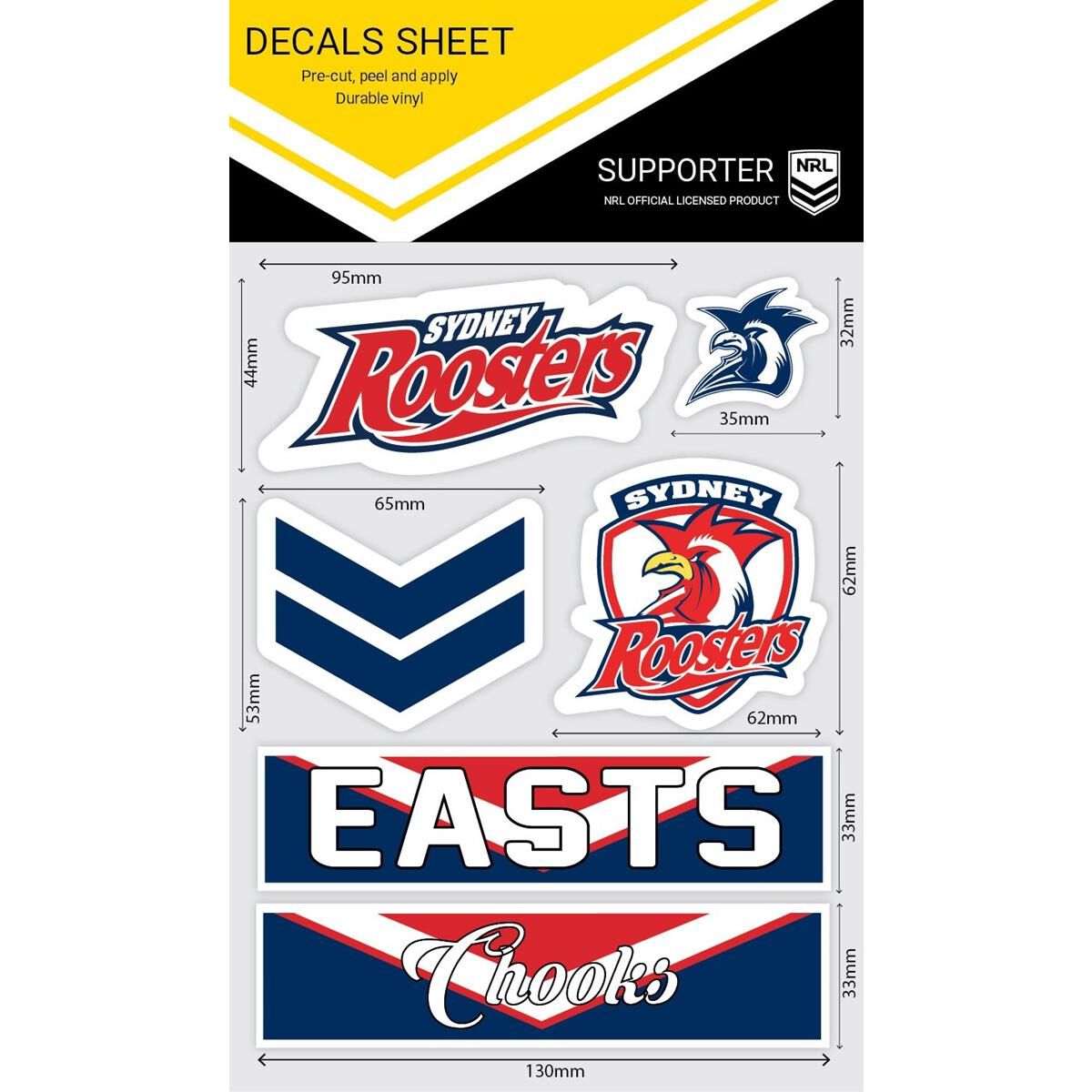 NRL Roosters Workmarks Decals Sheet - N-DSWM-RO | Supercheap Auto