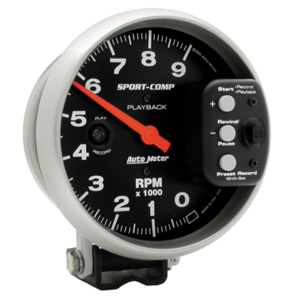 Autometer Sport-Comp Tachometer Pedestal Mount With Playback - 9,000 ...