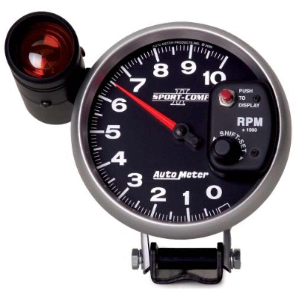 Autometer Sport-Comp II Tachometer Pedestal Shift Lite - 10,000 RPM, 5 ...