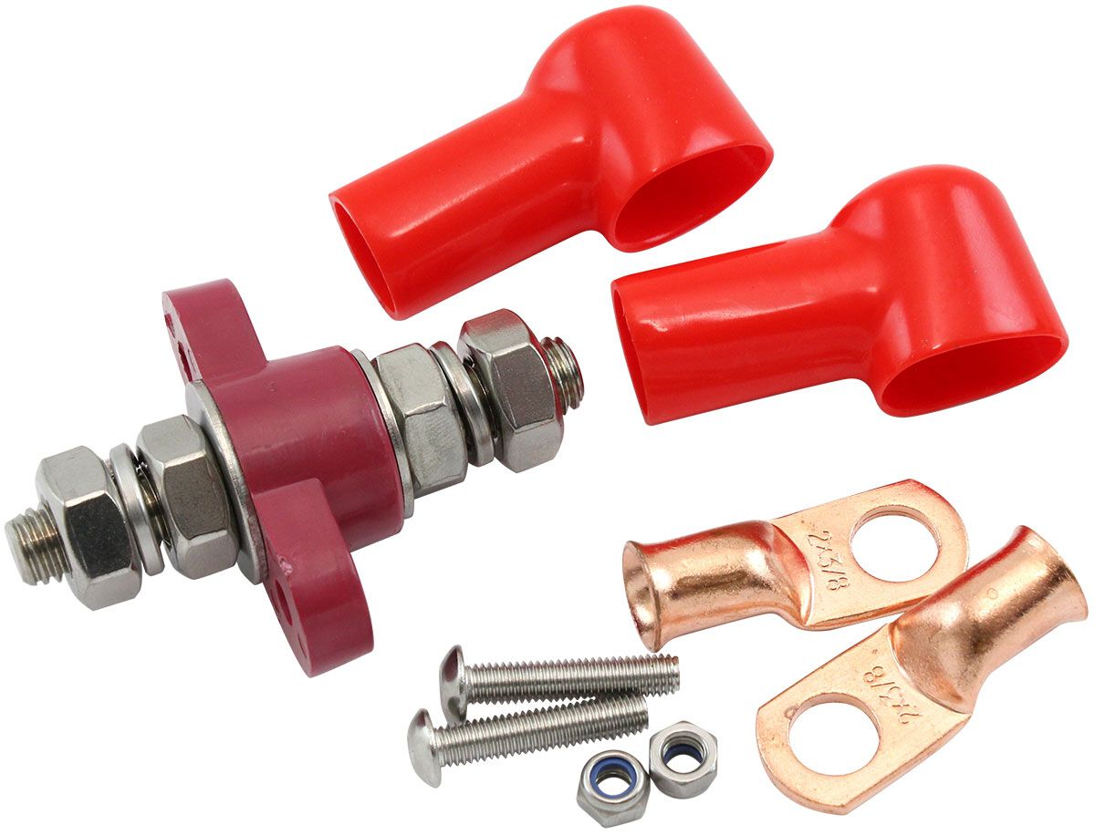 Aeroflow Single Electrical Bulkhead M10Post Positive Stud Red Termina ...