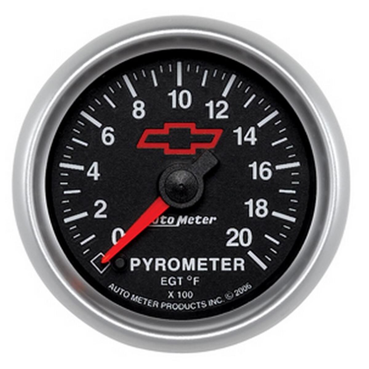 Autometer GM Chevy Bowtie Pyrometer Kit Black Face - 2000 F, 2 1/16 ...