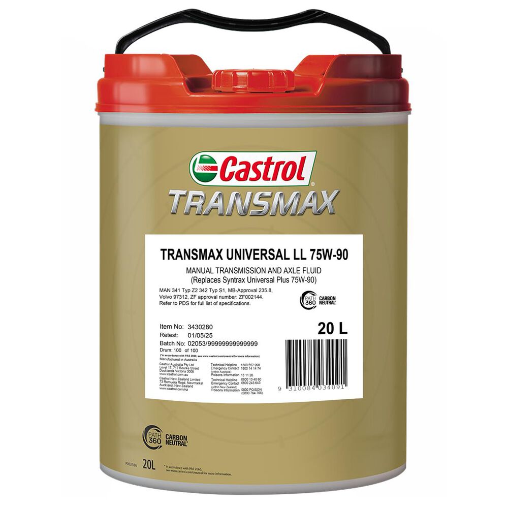 Castrol Transmax Universal LL 75W-90 20L - 3430280 | Supercheap Auto