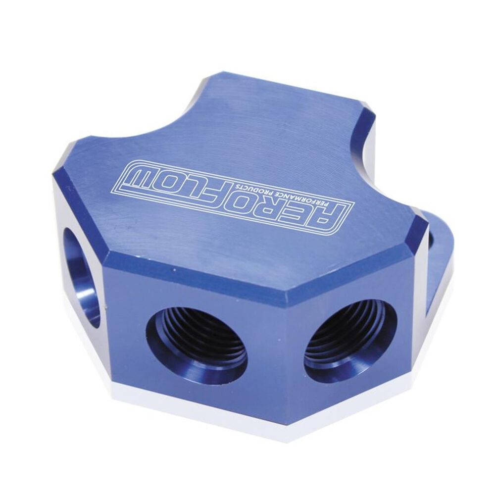 Aeroflow Billet 4 Port Y-Block with 3 x -8AN, 1 x -10AN Ports, AF454-10 ...