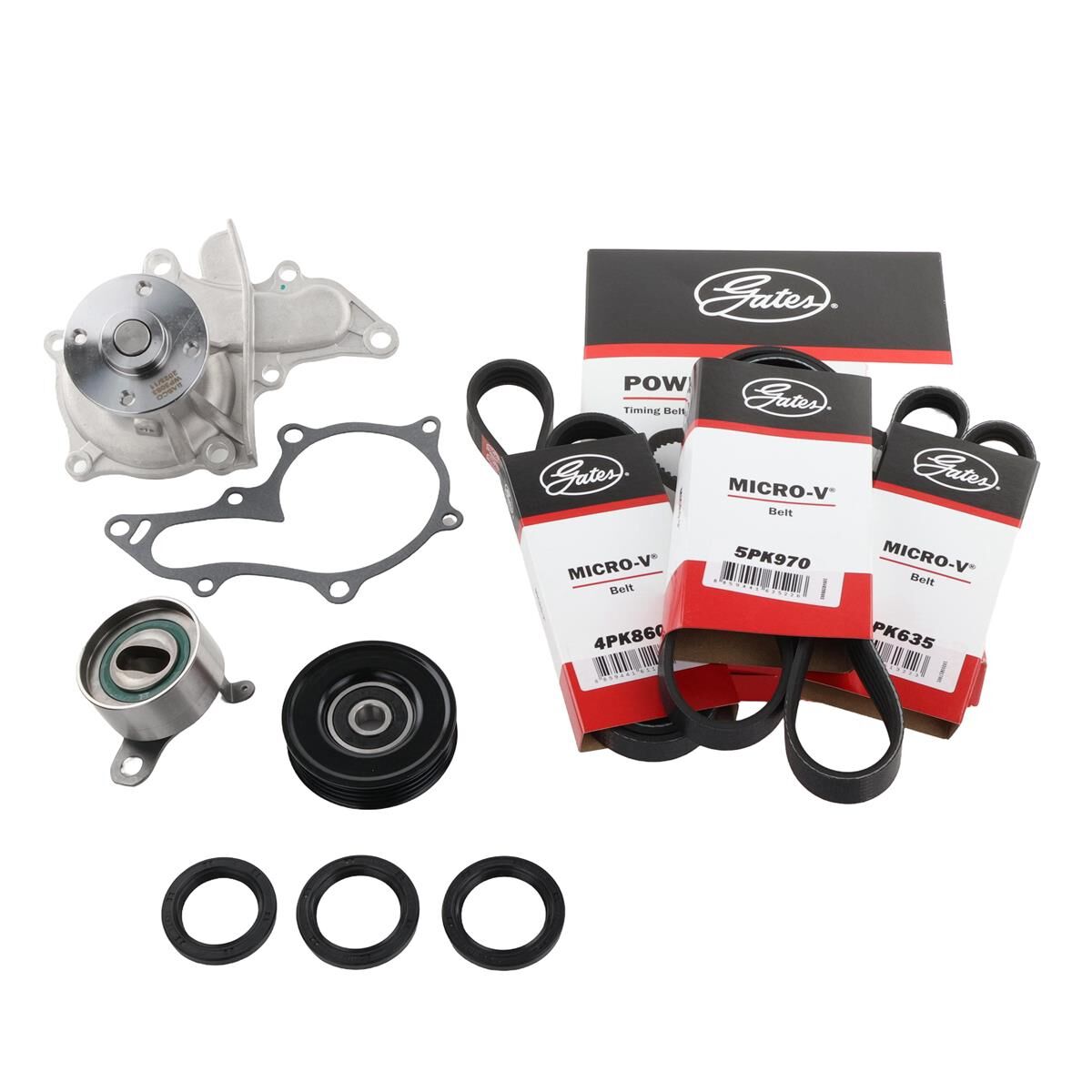 Basco Engine Timing Belt Kit with Water Pump, Drive Belts & Pulleys ...