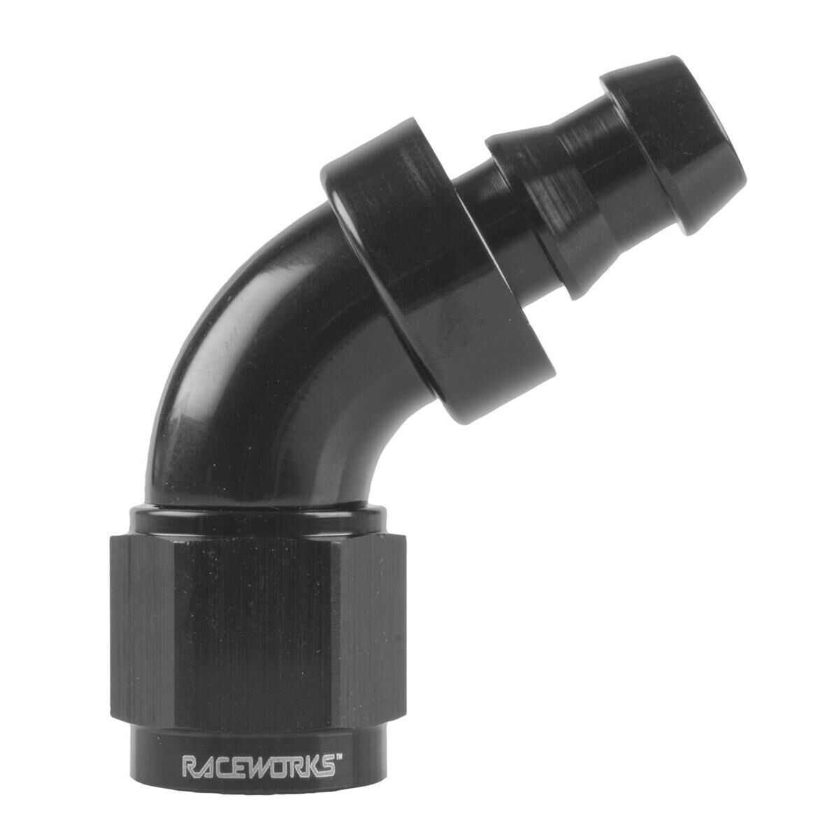 Raceworks Push Lock Hose End AN-6 60Deg - RWF-408-06BK | Supercheap Auto