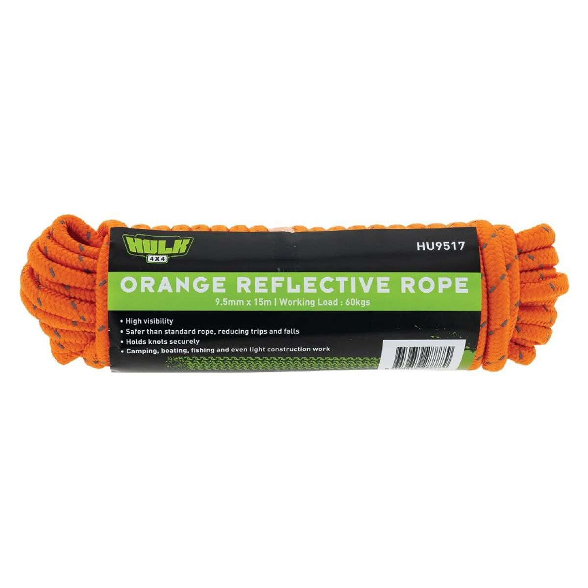 Hulk 4x4 15m Rope Reflective Orang Working Load 60Kgs - HU9517 ...