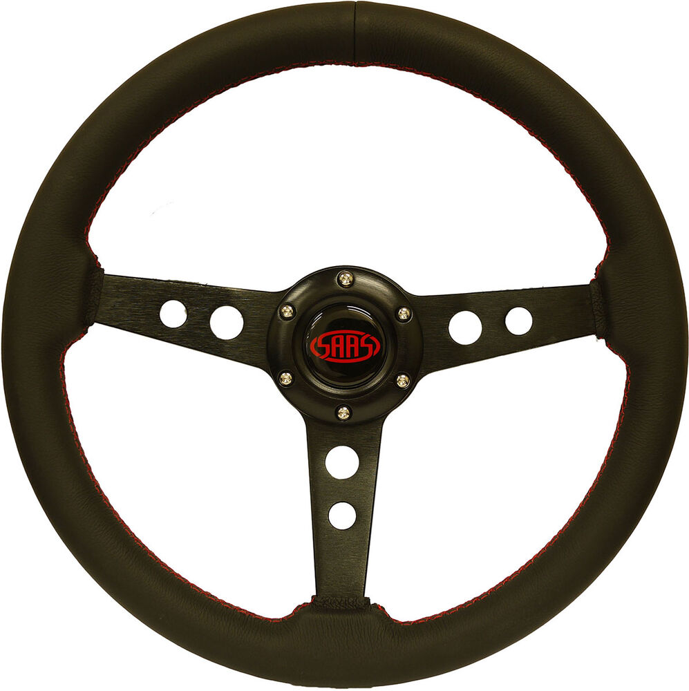 SAAS Retro Steering Wheel - 14 Inch, Leather, SW616OS-L | Supercheap Auto