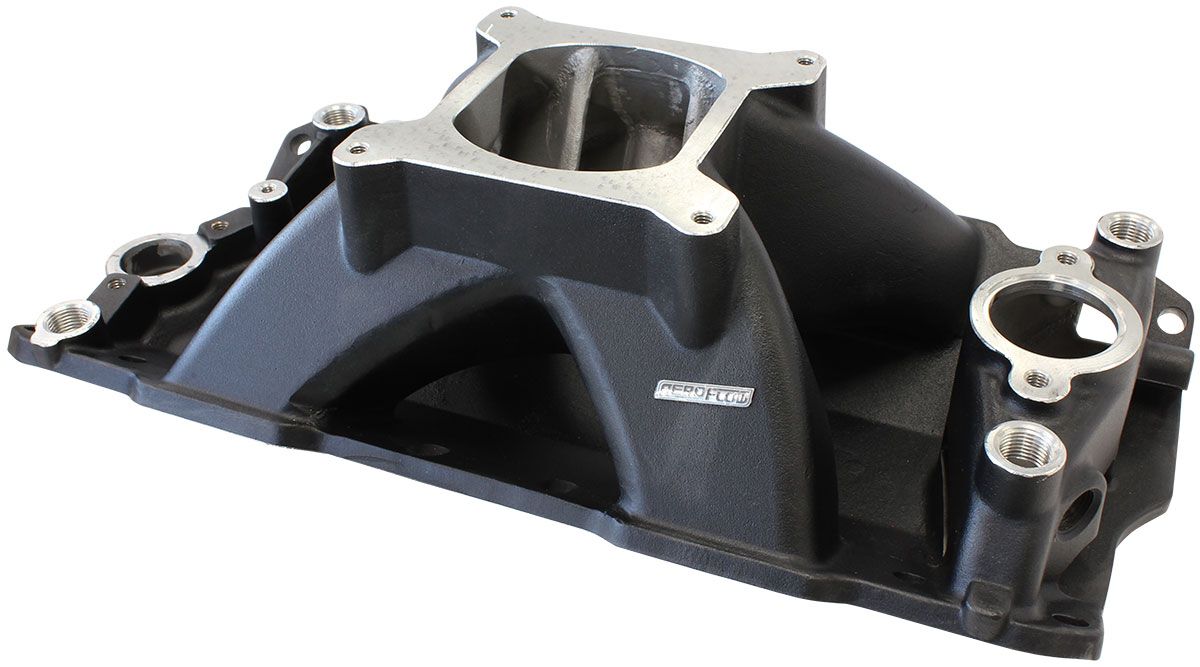 Aeroflow Sbc Hi Rise Intake Manifold Single Plane Chev 350 Black ...
