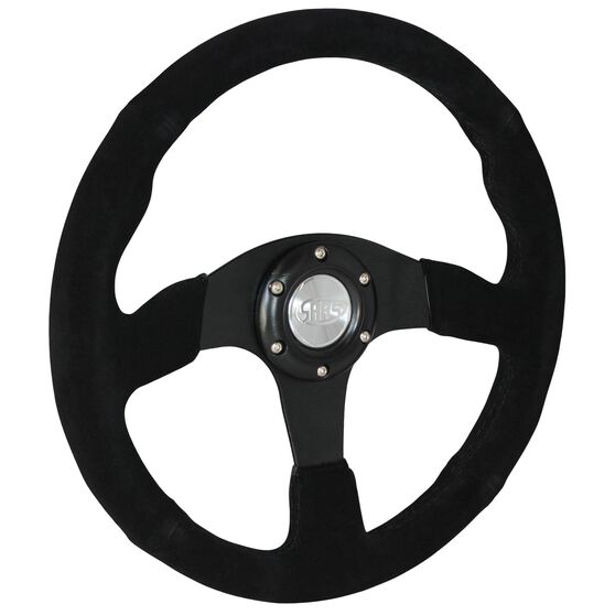 SAAS Drift Steering Wheel - 14 Inch, Suede, D1-SWB-RS | Supercheap Auto