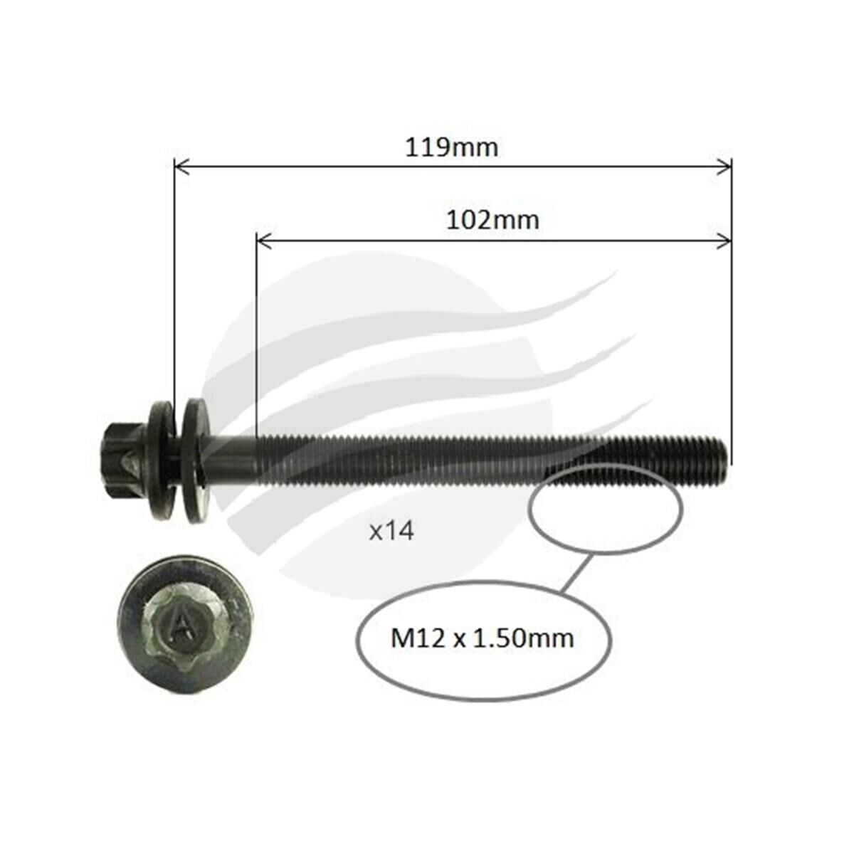 Aunger Cylinder Head Bolt Set Ford Barra 182 I6 Dohc Vct - AHBS0250 ...