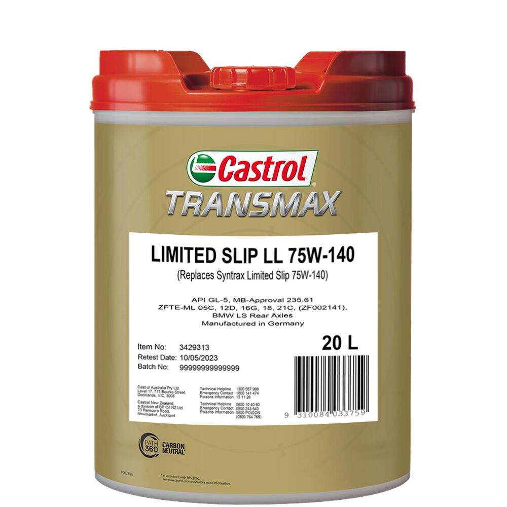 Castrol Transmax Limited Slip LL 75W-140 20L - 3429313 | Supercheap Auto
