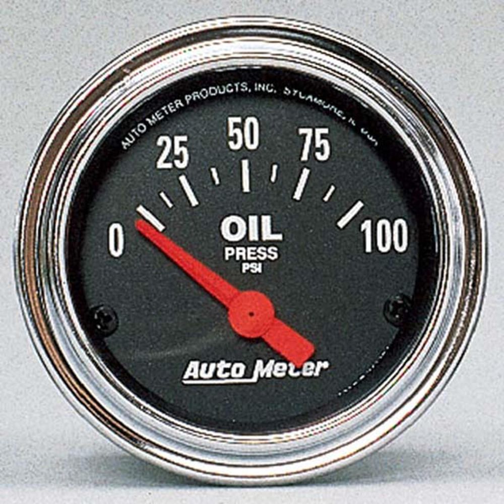 Autometer Traditional Chrome Oil Pressure Gauge Electric - 0 - 100 PSI ...