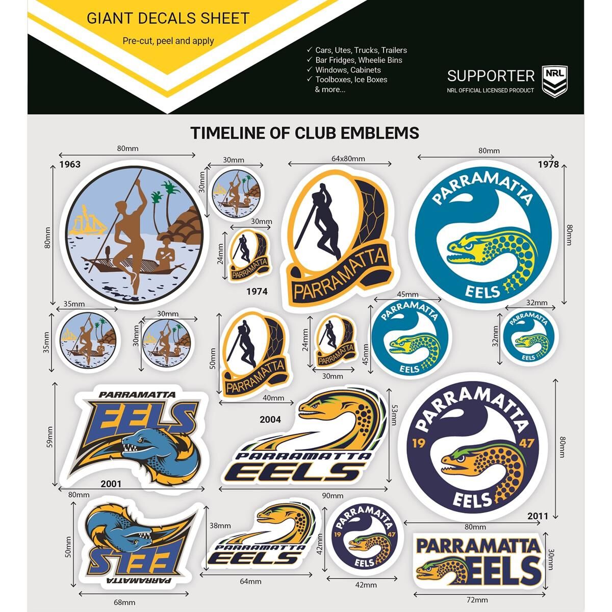 NRL Eels Giant Decals Sheet - N-GDS-EE | Supercheap Auto