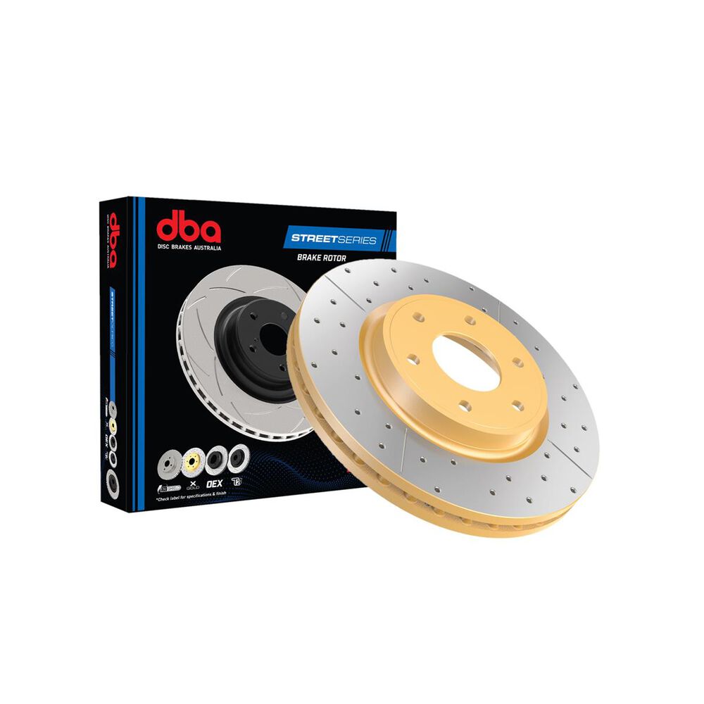 DBA Street Series Brake Rotor - Single, X Gold Cross-Drilled, DBA2723EX ...
