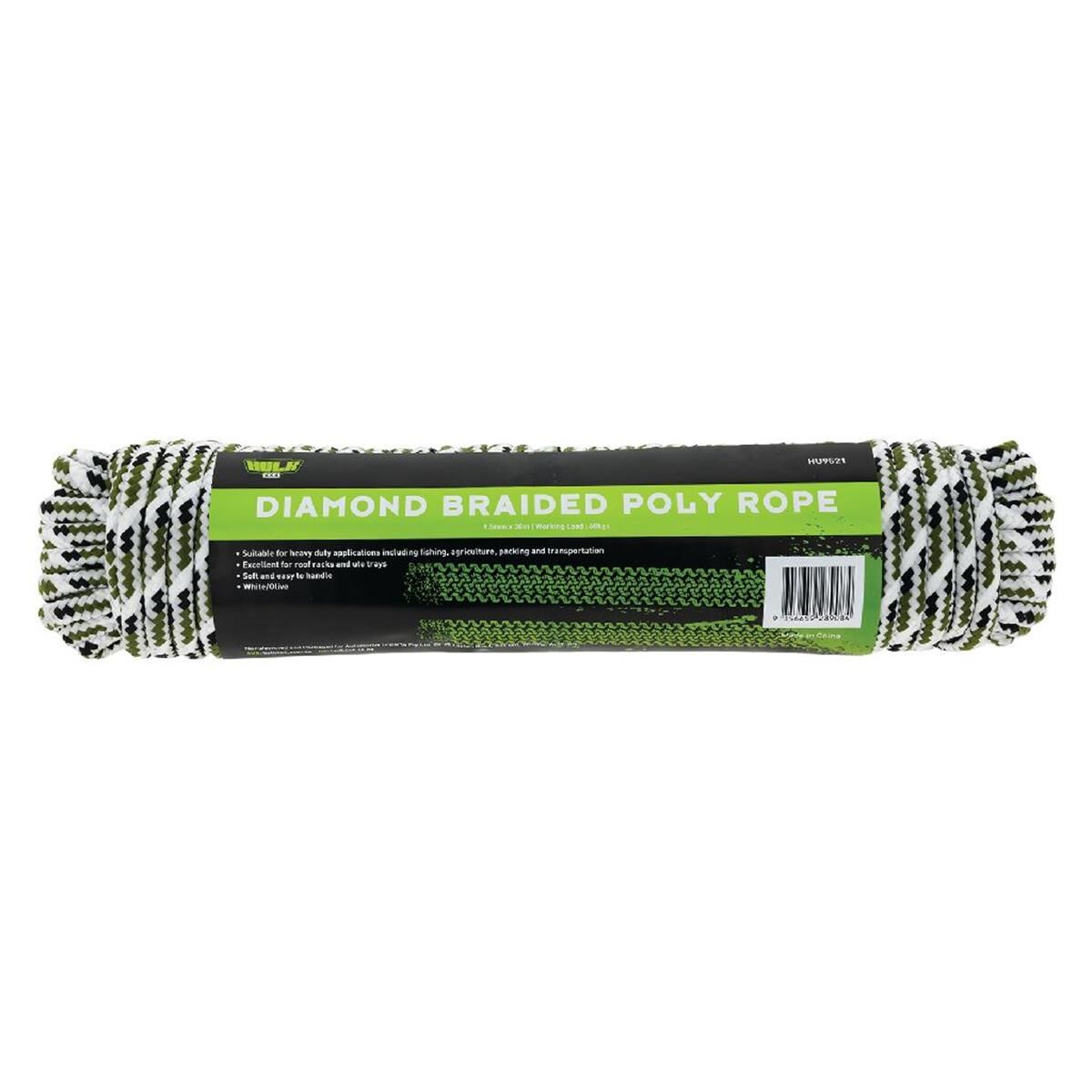 Hulk 4x4 Rope 30m White/Olive Extra Strong Rope 66Kgs Load - HU9521 ...