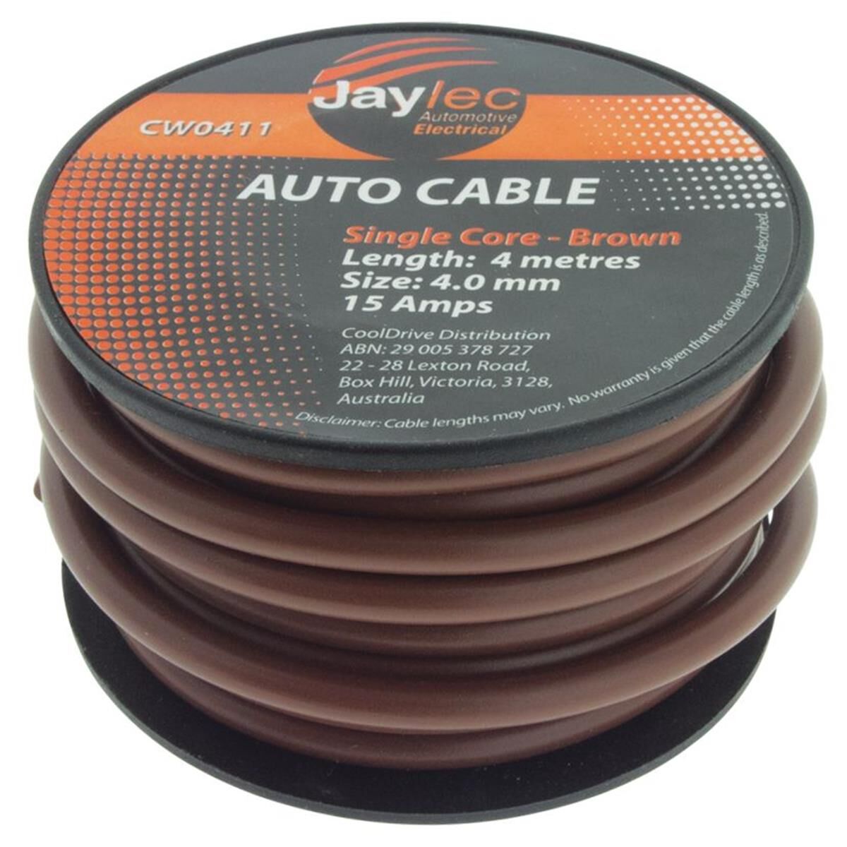 Jaylec 4mm Single Core Cable Brown 4M - CW0411 | Supercheap Auto