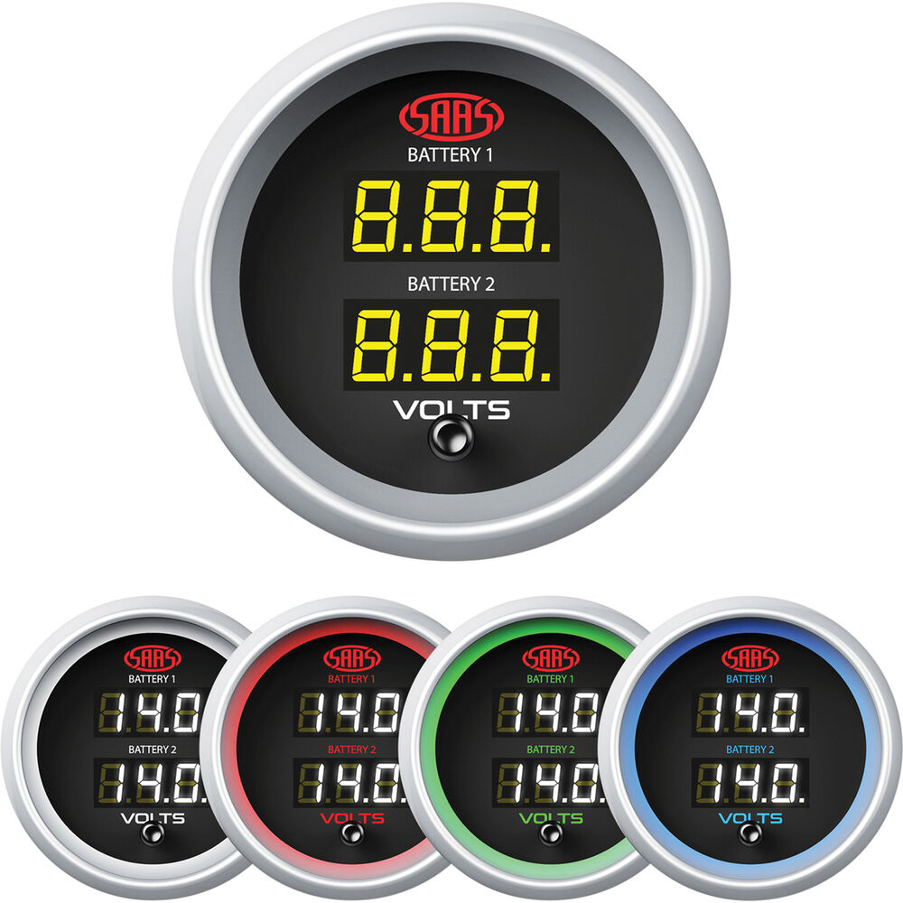 SAAS Gauge Black Face, 52mm, Digital Dual Volt | Supercheap Auto