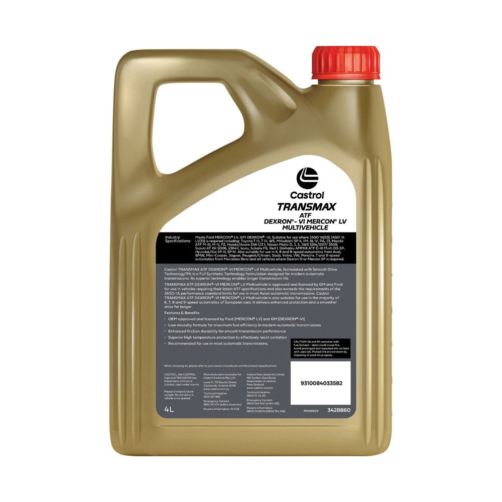 Castrol Transmax DEX-VI Mercon LV ATF 4 Litre | Supercheap Auto