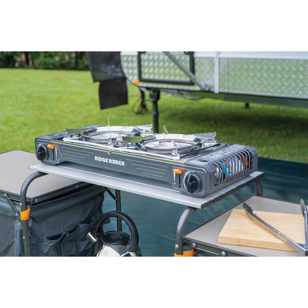Ridge Ryder Butane Stove Double Burner Steel Plate | Supercheap Auto