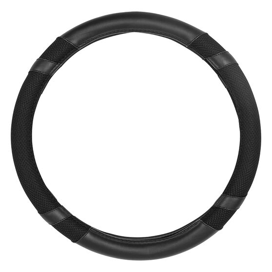 SCA Steering Wheel Cover Leather Look Jacquard Black 380mm diameter ...