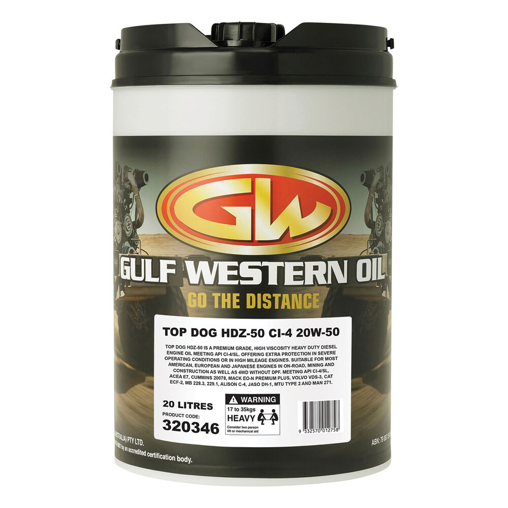Gulf Western Top Dog HDZ Diesel Engine Oil - 20W-50 20 Litre ...