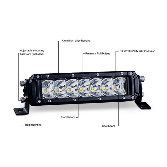 Ridge Ryder LED Driving Light Bar w/ harness - 7.5" 30W | Supercheap Auto
