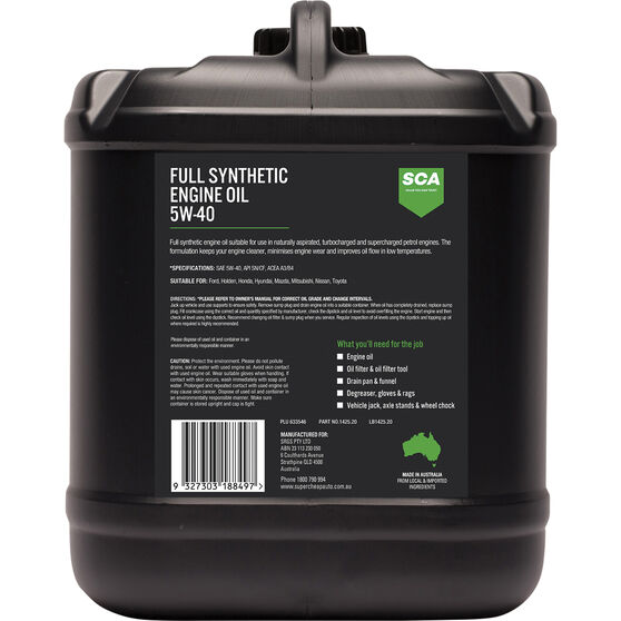 SCA Full Synthetic Engine Oil 5W-40 A3/B4 20 Litre | Supercheap Auto