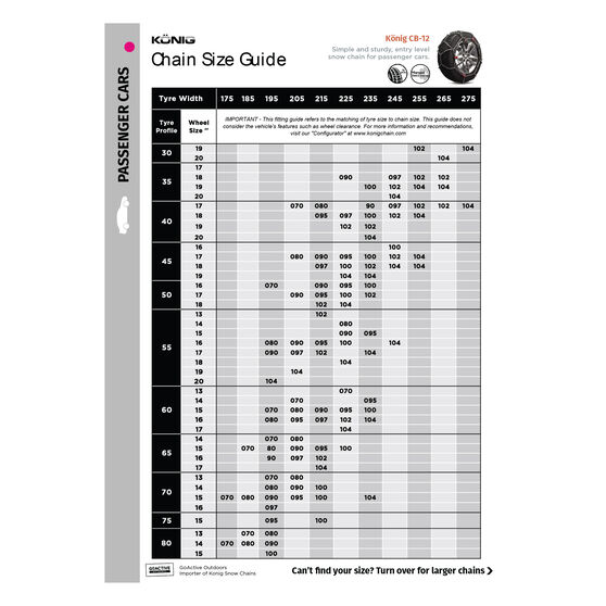 Konig Snow Chains CB12 - 102 | Supercheap Auto