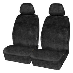 SCA Luxury Fur Seat Covers Black Adjustable Headrests Airbag Compatible ...