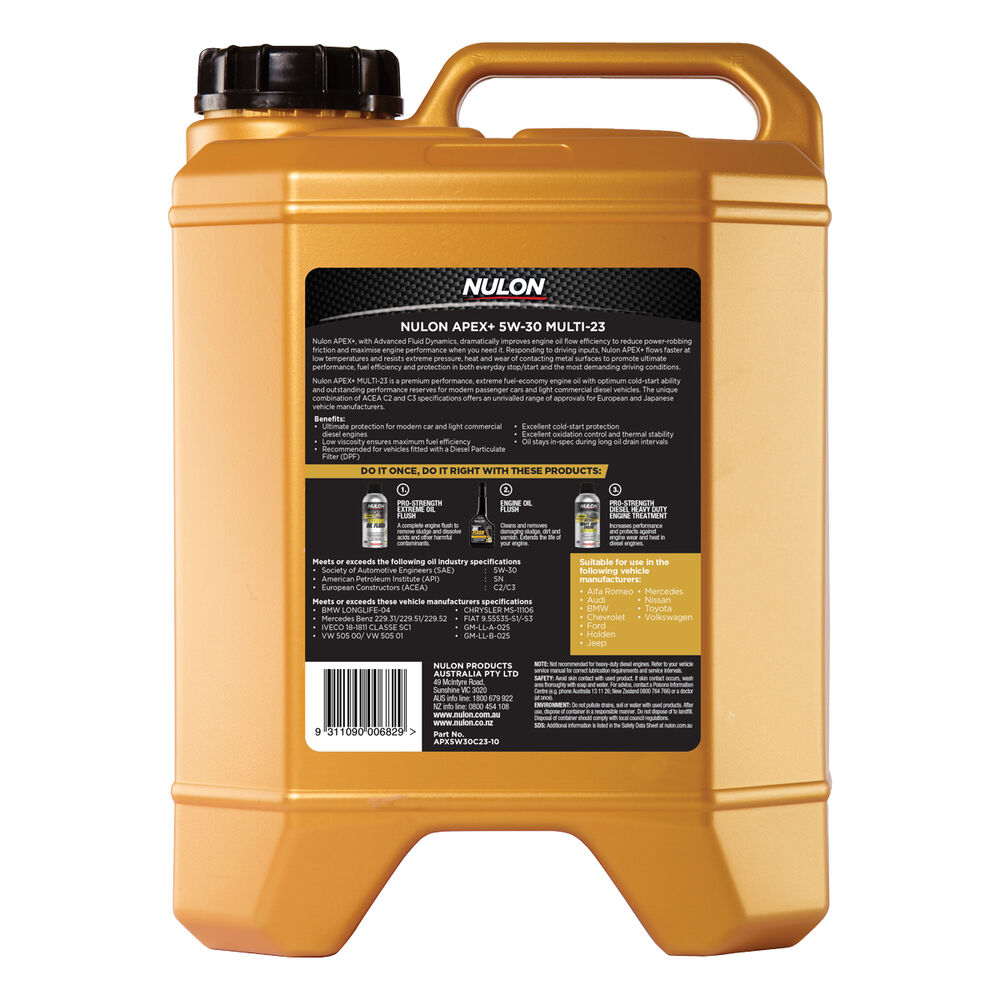 Nulon Full Synthetic Apex+ Multi 23 Engine Oil 5W-30 10 Litre ...