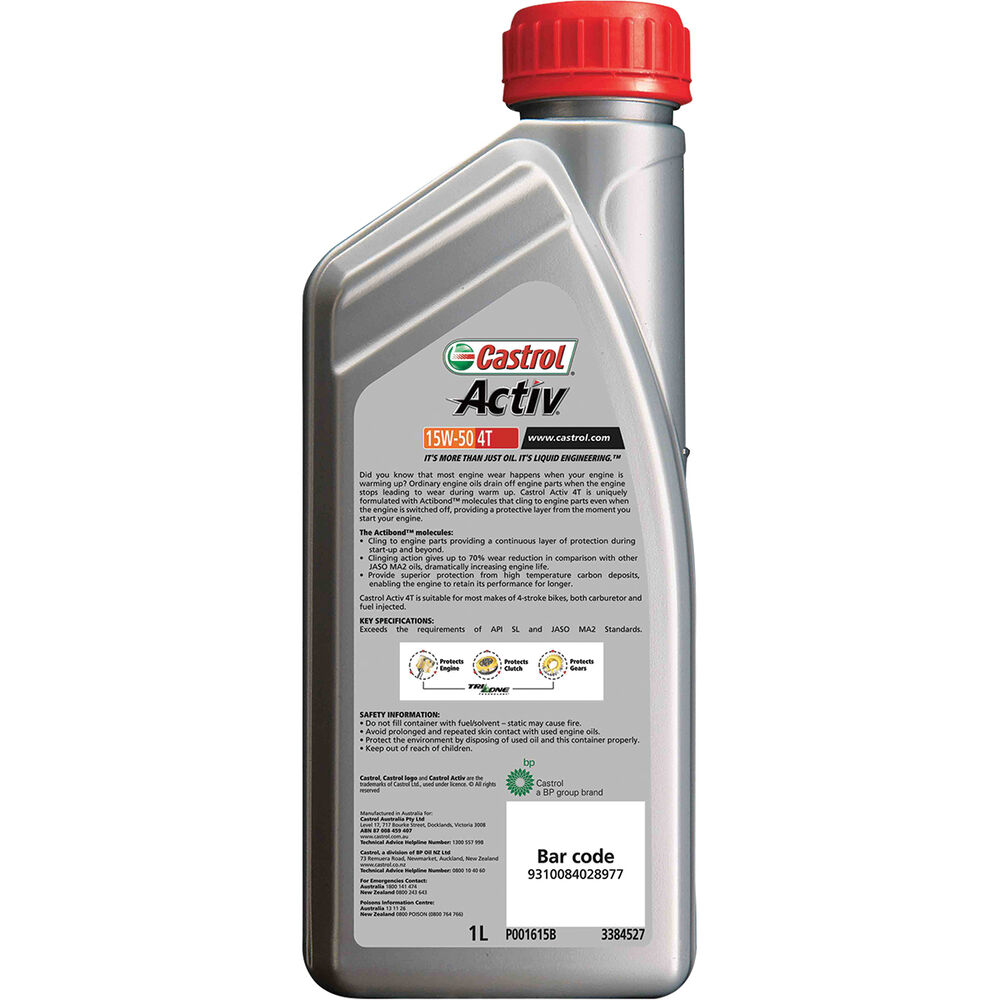 Castrol Activ 4T Motorcycle Oil 15W-50 1 Litre | Supercheap Auto