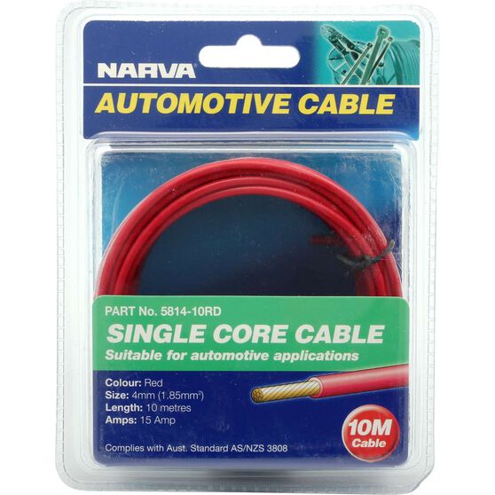 Narva Automotive Cable - Single Core, 15A 4mm x 10m, Red | Supercheap Auto