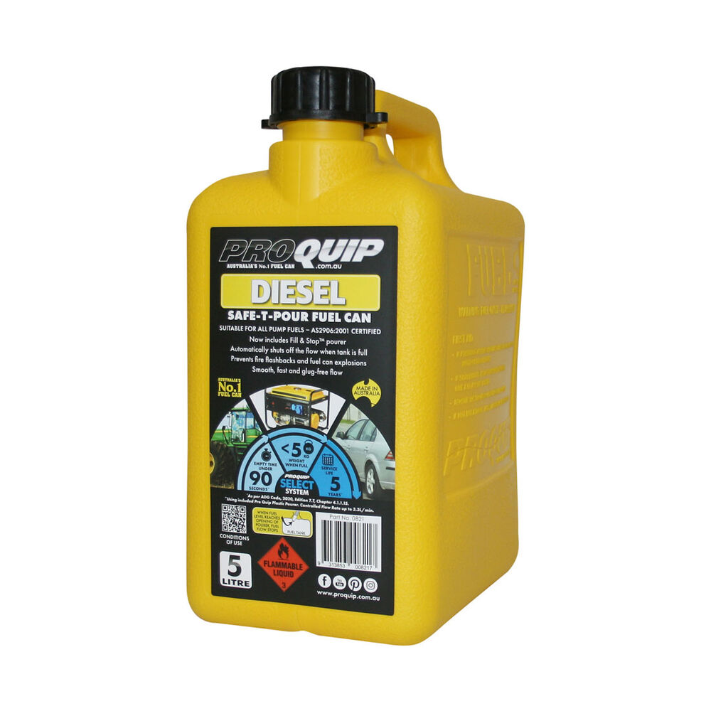 Pro Quip Safe T Pour Jerry Can 5L Diesel Yellow | Supercheap Auto