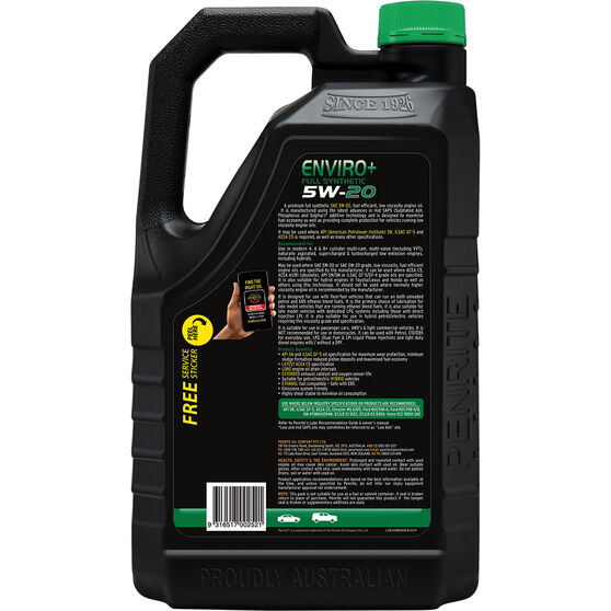 Penrite Enviro+ Engine Oil - 5W-20 5 Litre | Supercheap Auto