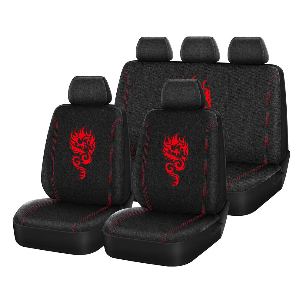 SCA Dragon Seat Cover Pack Red Adjustable Headrests Airbag Compatible ...
