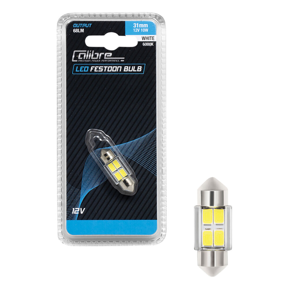 Calibre Automotive Globes - LED White Festoon 12V, 10W 31mm ...