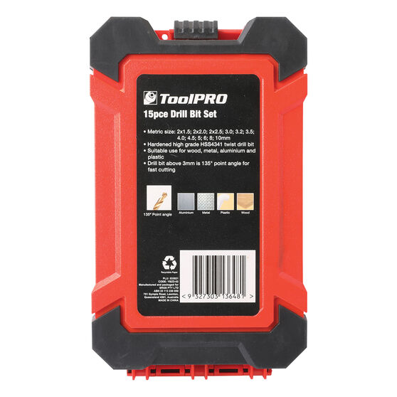 ToolPRO Drill Bit Set 15 Piece | Supercheap Auto