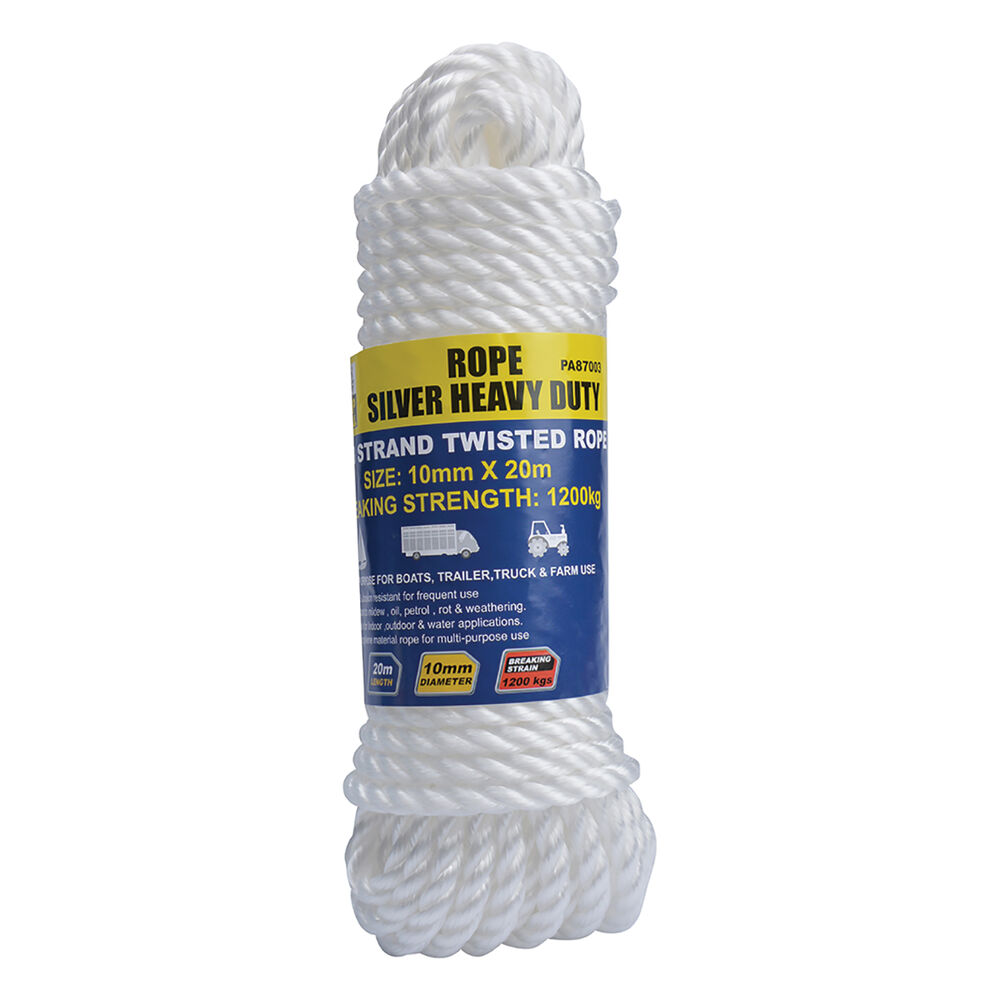 Gripwell Heavy Duty Twisted Silver Rope 10mm x 20m | Supercheap Auto