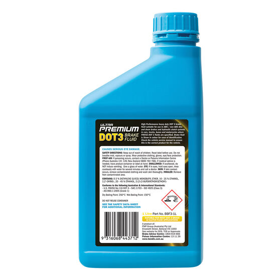 Bendix Brake and Clutch Fluid DOT 3 1 Litre | Supercheap Auto