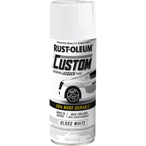 Rust-Oleum Custom Premium Lacquer Paint, White - 312g | Supercheap Auto