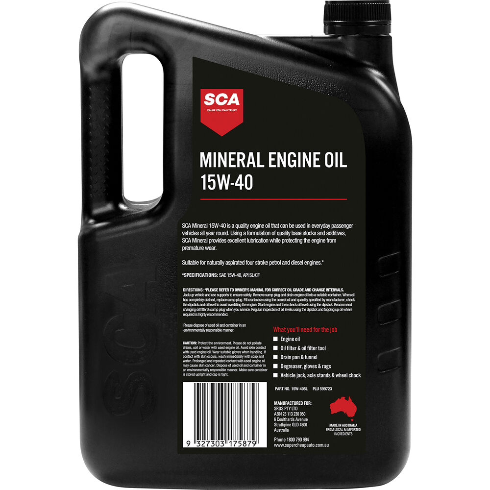 SCA Mineral Engine Oil 15W-40 5 Litre | Supercheap Auto
