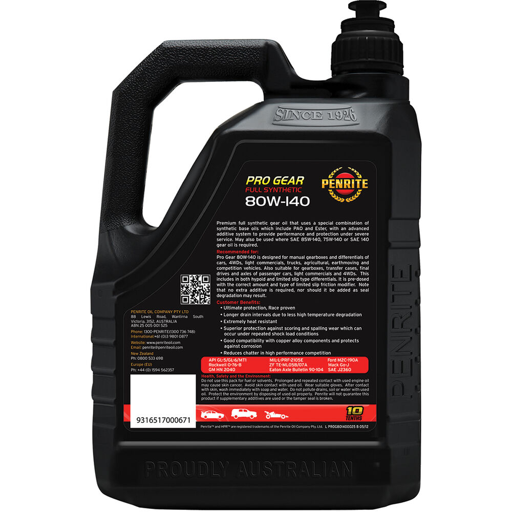Penrite Pro Gear Oil - 80W-140, 2.5 Litre | Supercheap Auto